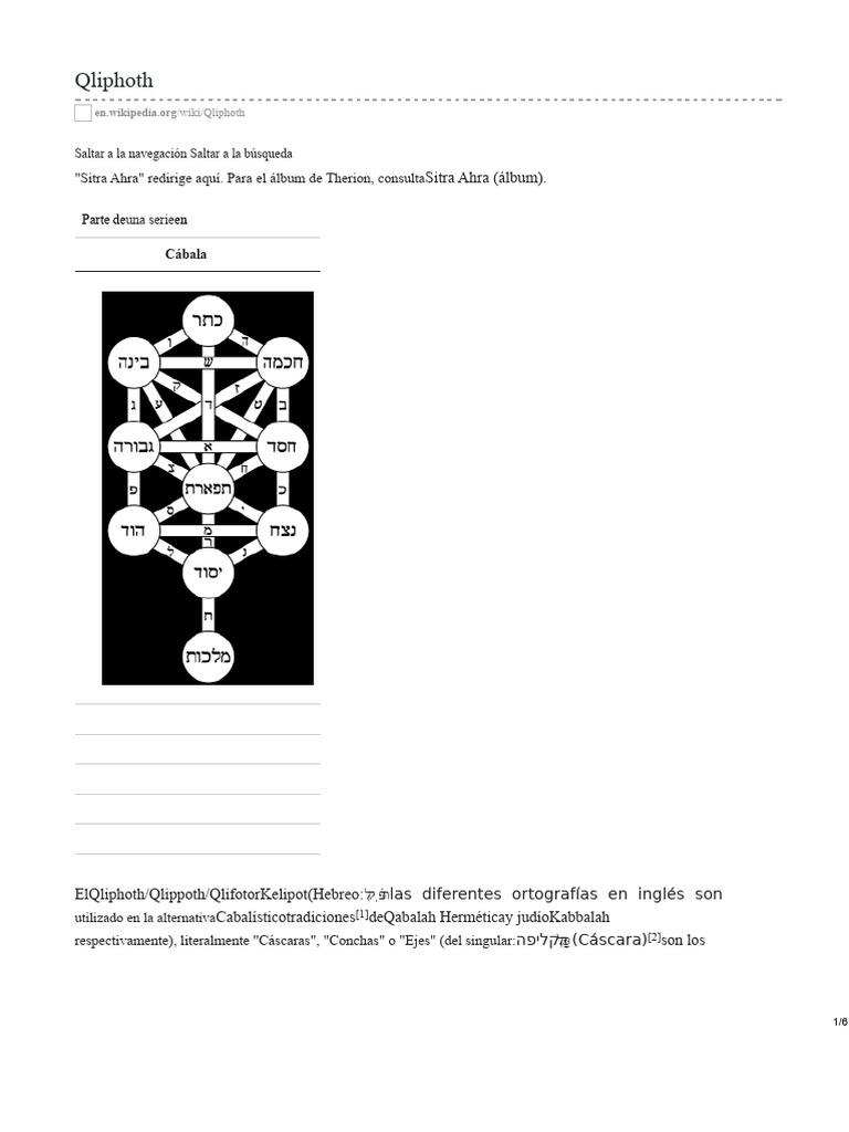 Qliphoth: Fuerzas Espirituales en Kabbalah | PDF | Kábala | Demonios