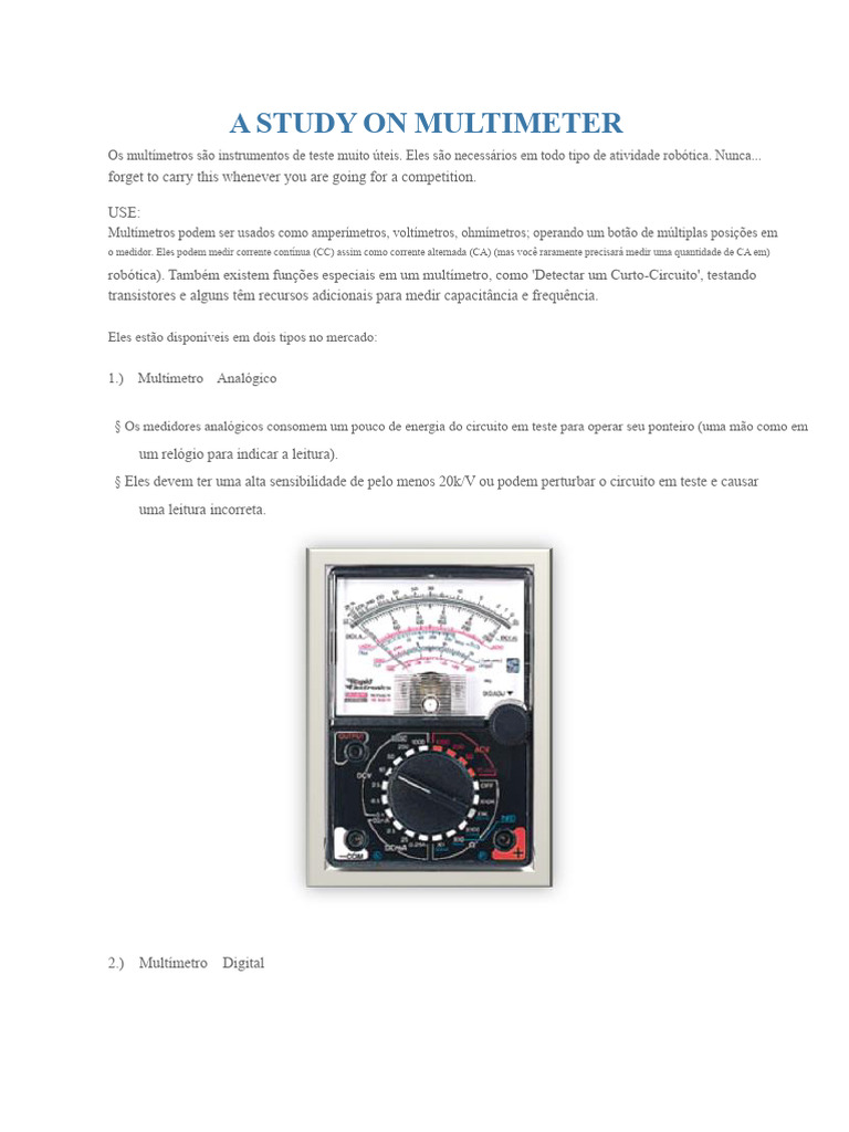 Guia Completo sobre Multímetros | PDF | Rede elétrica | Diodo