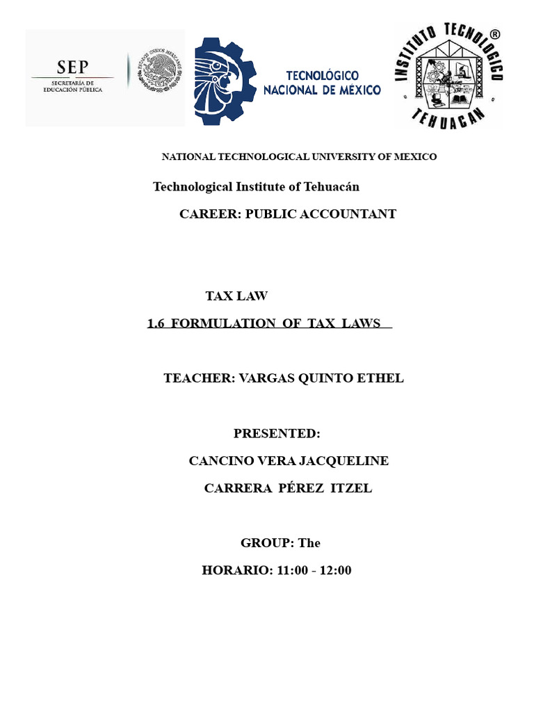 Tax Law Formulation Process in Mexico | PDF | Taxes | Policy