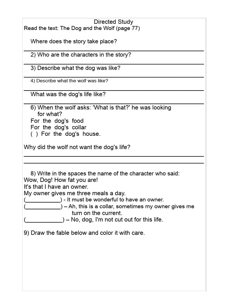 Fable the Dog and the Wolf | PDF