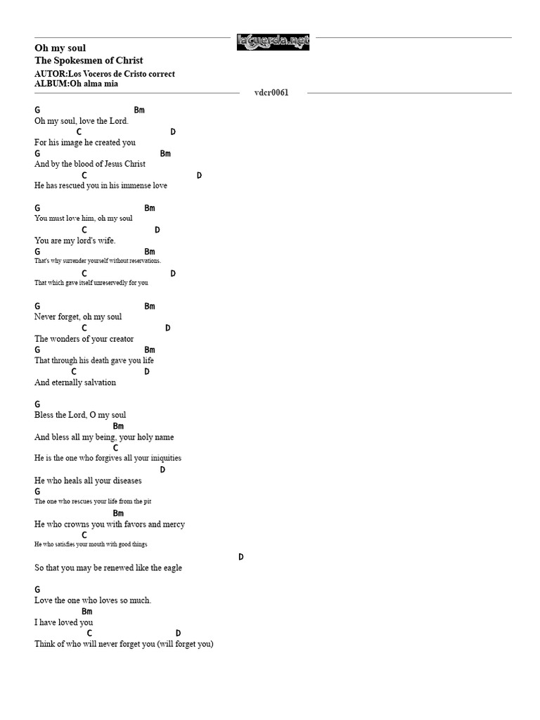 OH MY SOUL, The Voices of Christ - Chords | PDF