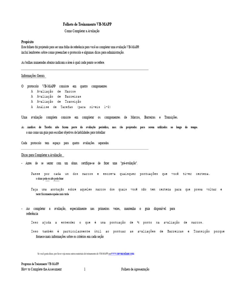 Administração do VB-MAPP. Folheto | PDF