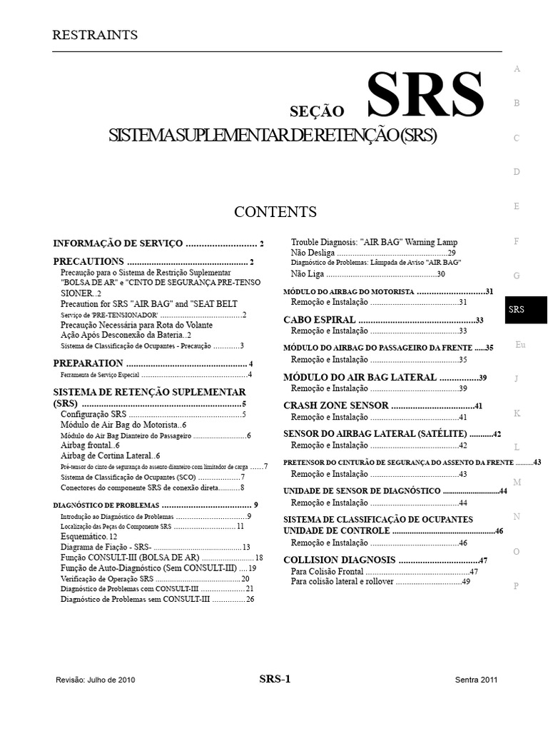 Srs NISSAN SENTRA B16 | PDF | Airbag | Transporte