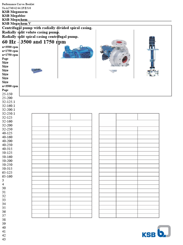 KSB Centrifugal Pump Performance Curves | PDF | Pressure Measurement | Pump