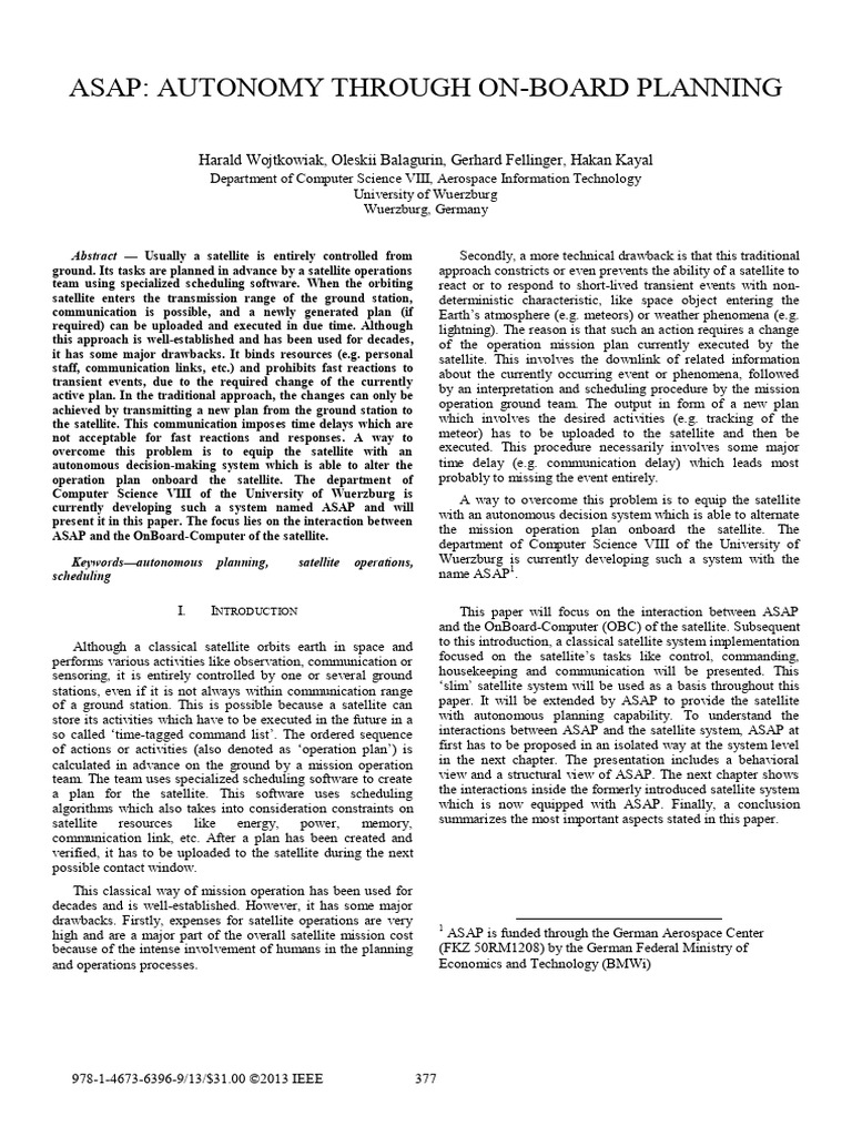 Asap: Autonomy Through On-Board Planning: Harald Wojtkowiak, Oleskii ...