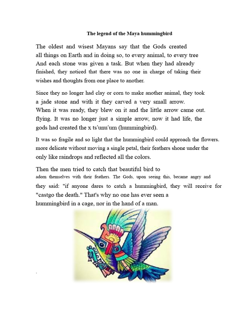 Maya Hummingbird Creation Legend | PDF