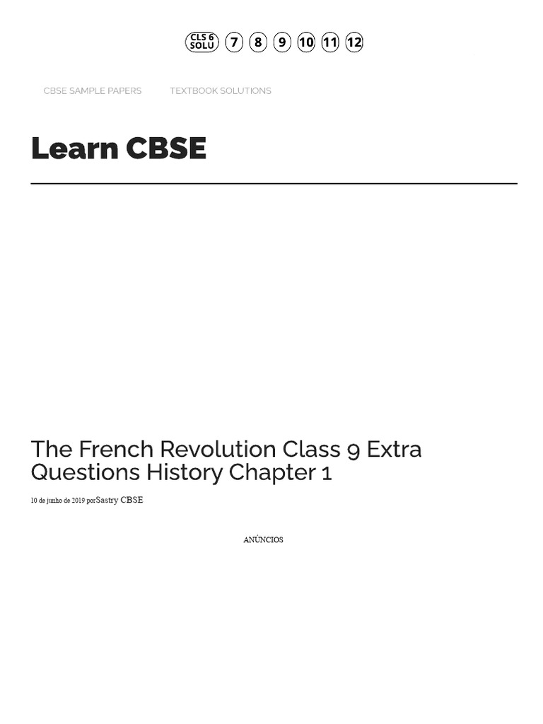 A Revolução Francesa Questões Extras da Classe 9 História Capítulo 1 ...