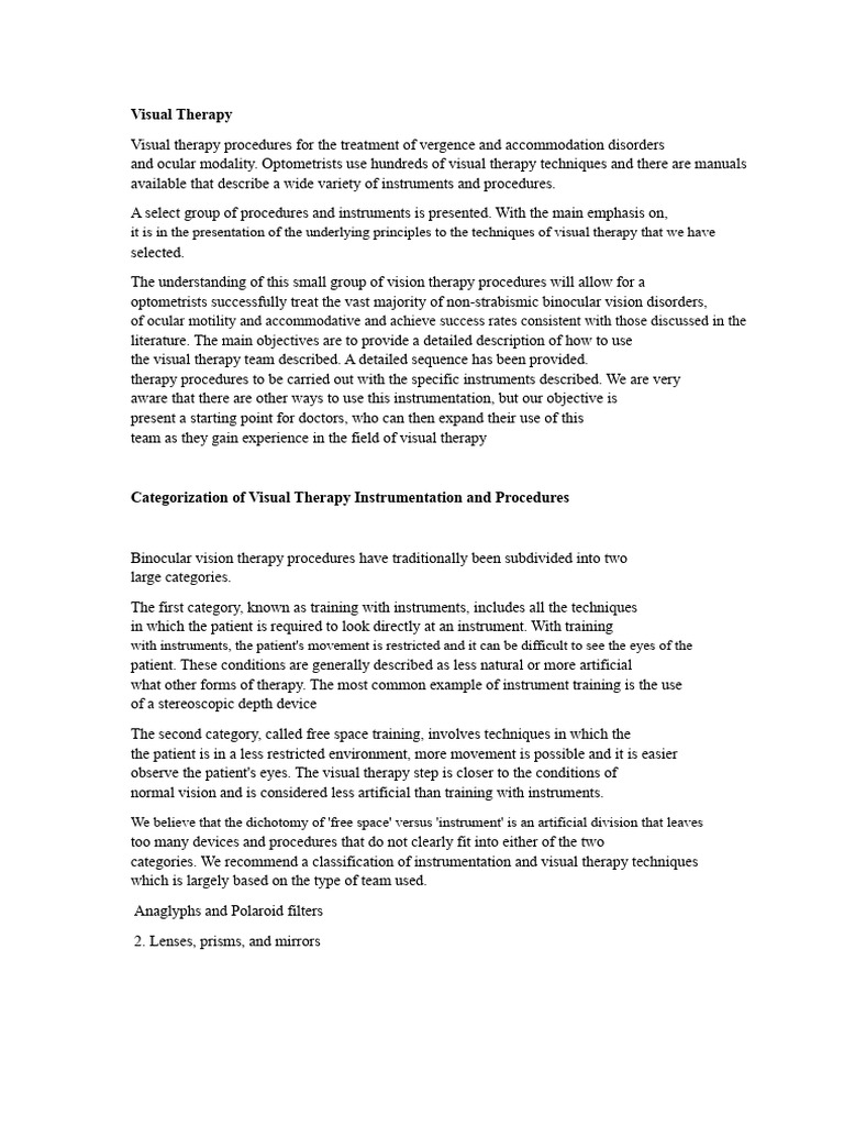 Visual Therapy | PDF | Stereoscopy | Perception