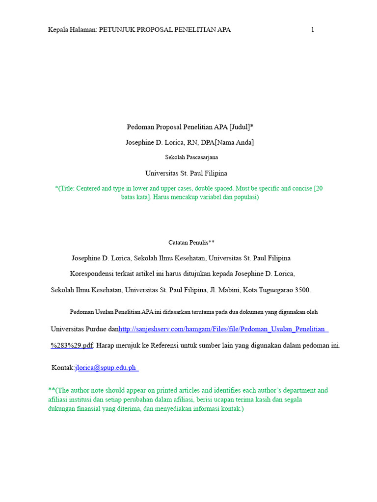 Pedoman Proposal Penelitian APA | PDF