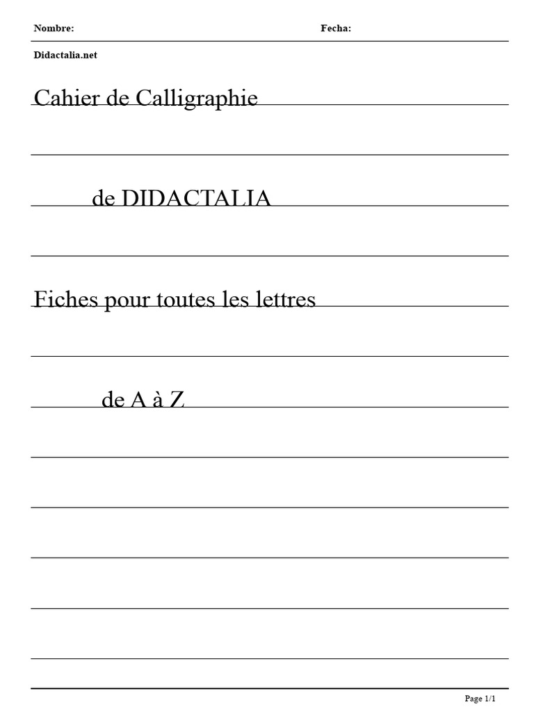 Fiches de Calligraphie A à Z | PDF