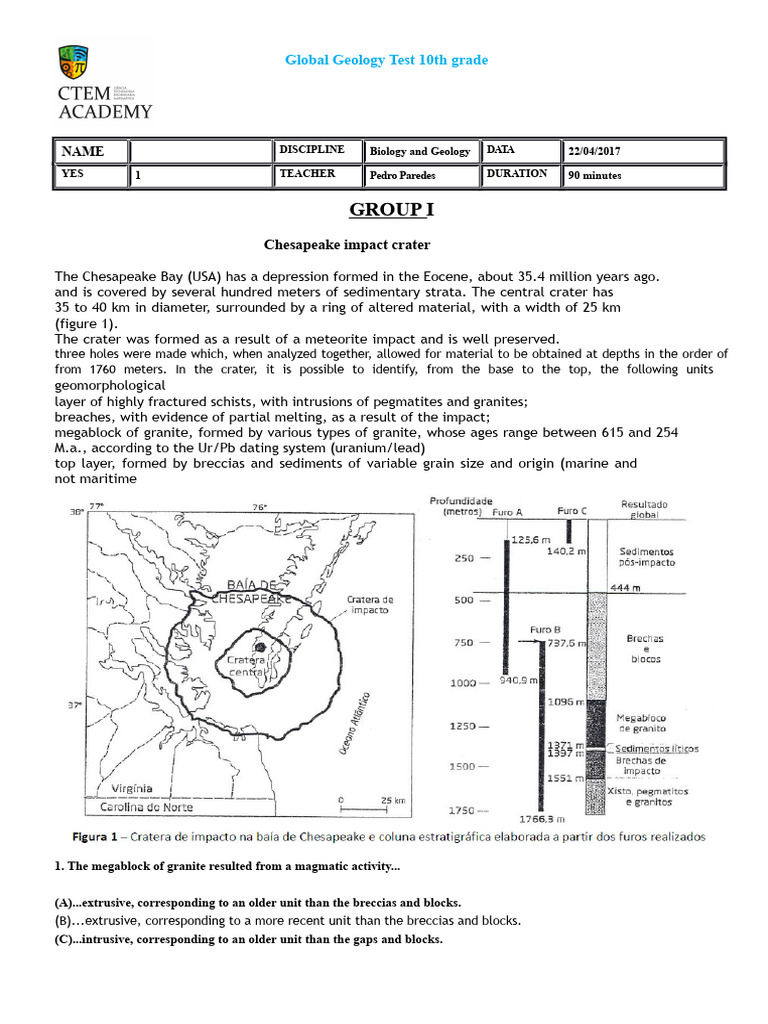 10th Grade Global Geology Test | PDF | Earthquakes | Lava