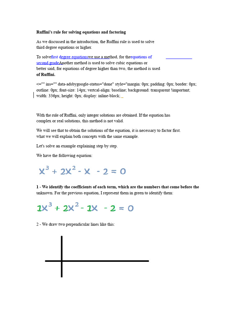 Ruffini's Rule for Polynomial Factoring | PDF | Factorization ...