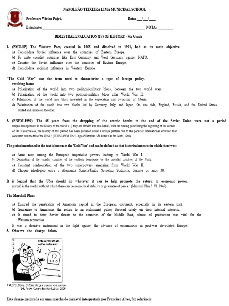 History Activity Cold War, Populism 1945-1964, Military Dictatorship ...