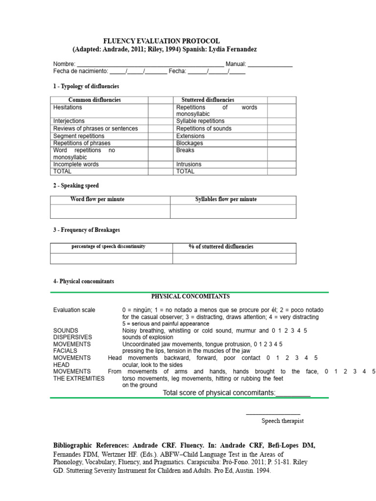 Fluency Evaluation Protocol Guide | PDF | Fluency | Stuttering