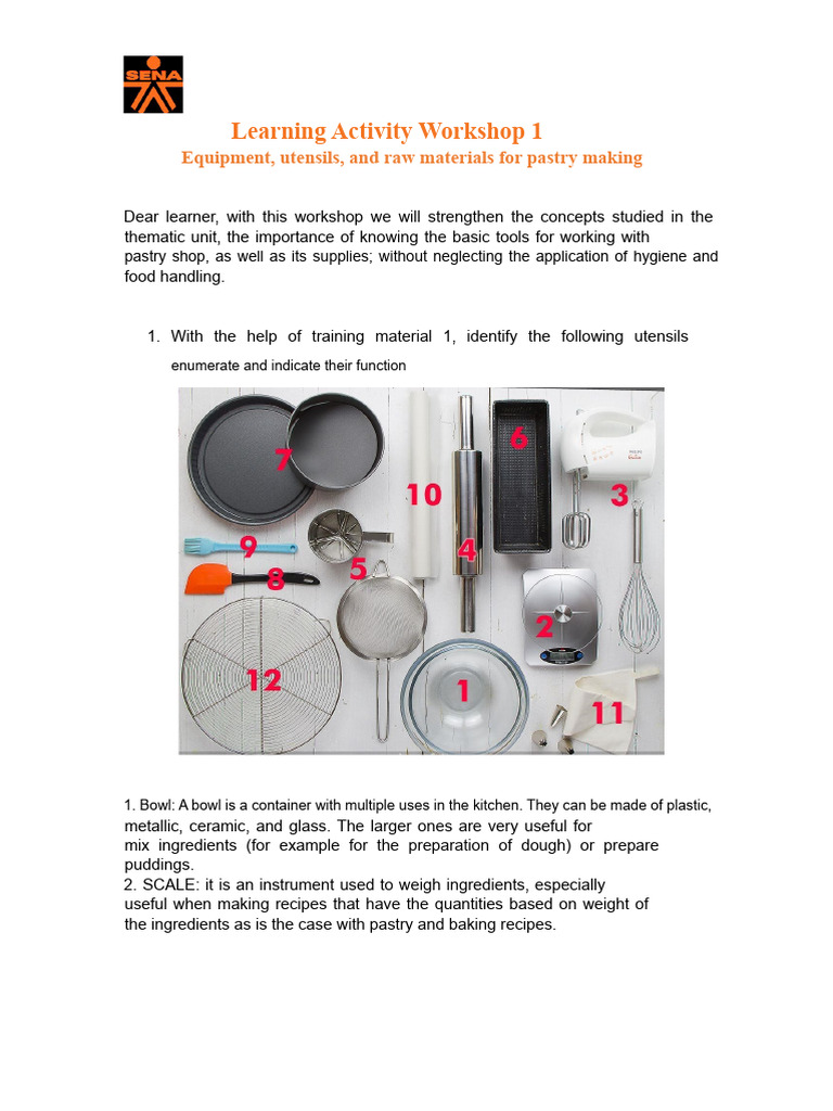 Learning Activity 1 Evidence 2.docx | PDF | Kitchen Utensil | Baking