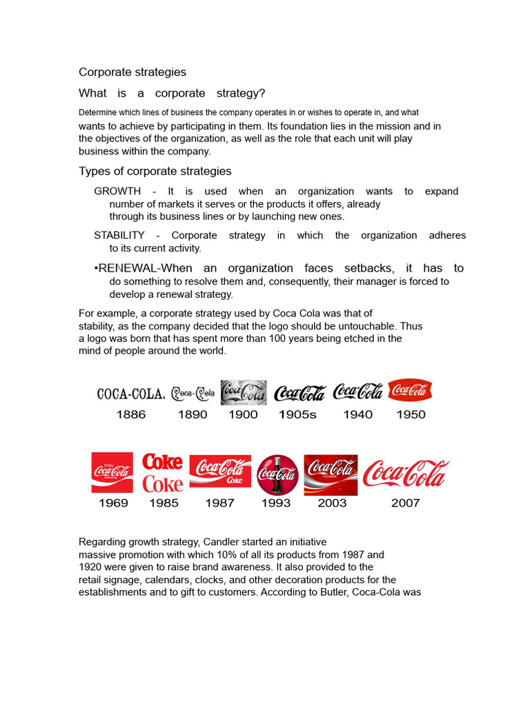 Corporate Strategies | PDF | Coca Cola | Business Economics