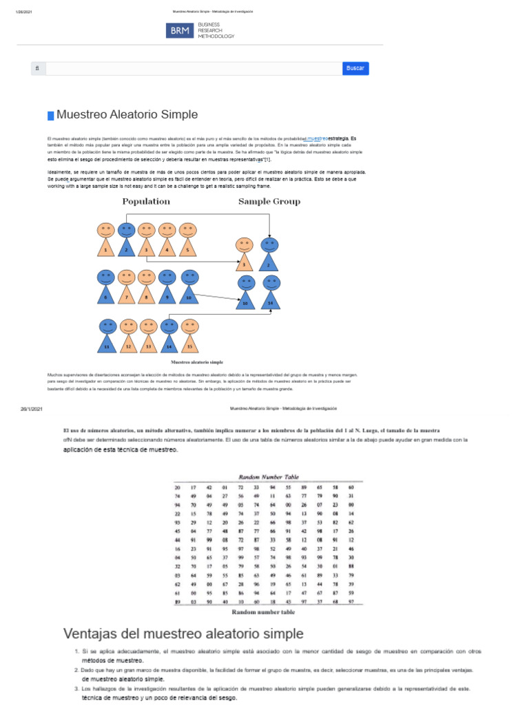 Muestreo Aleatorio Simple: Guía y Ventajas | PDF | Muestreo ...