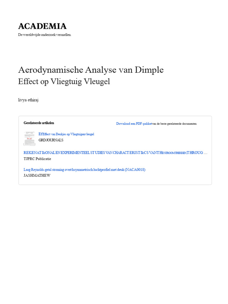 Aerodynamische Analyse Van Dimple Effect Op Vliegtuigvleugel Met ...
