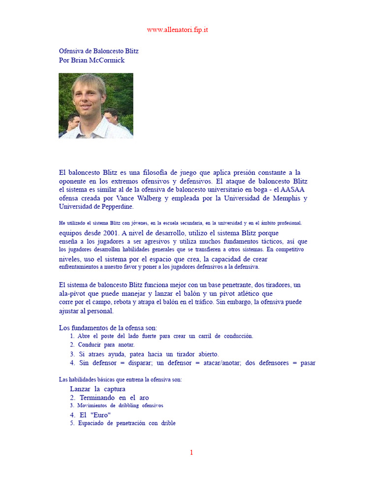 Brian McCormick - Ofensiva de Baloncesto Blitz.pdf | PDF | Defensor ...