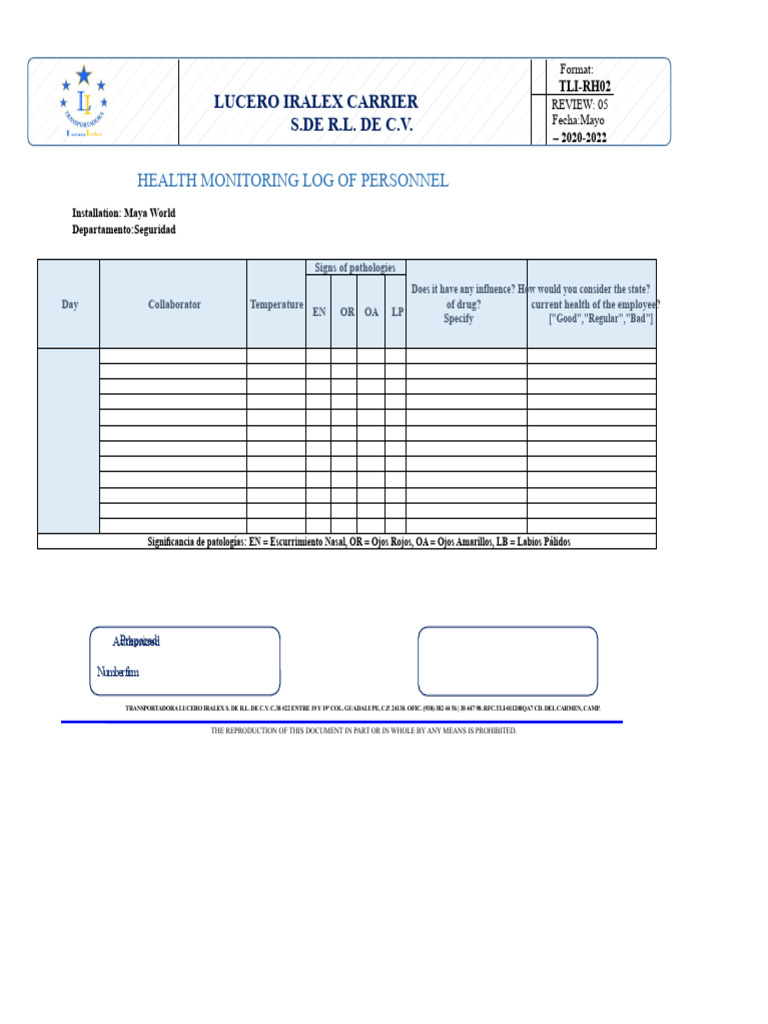 1 - HEALTH LOG FORMAT | PDF