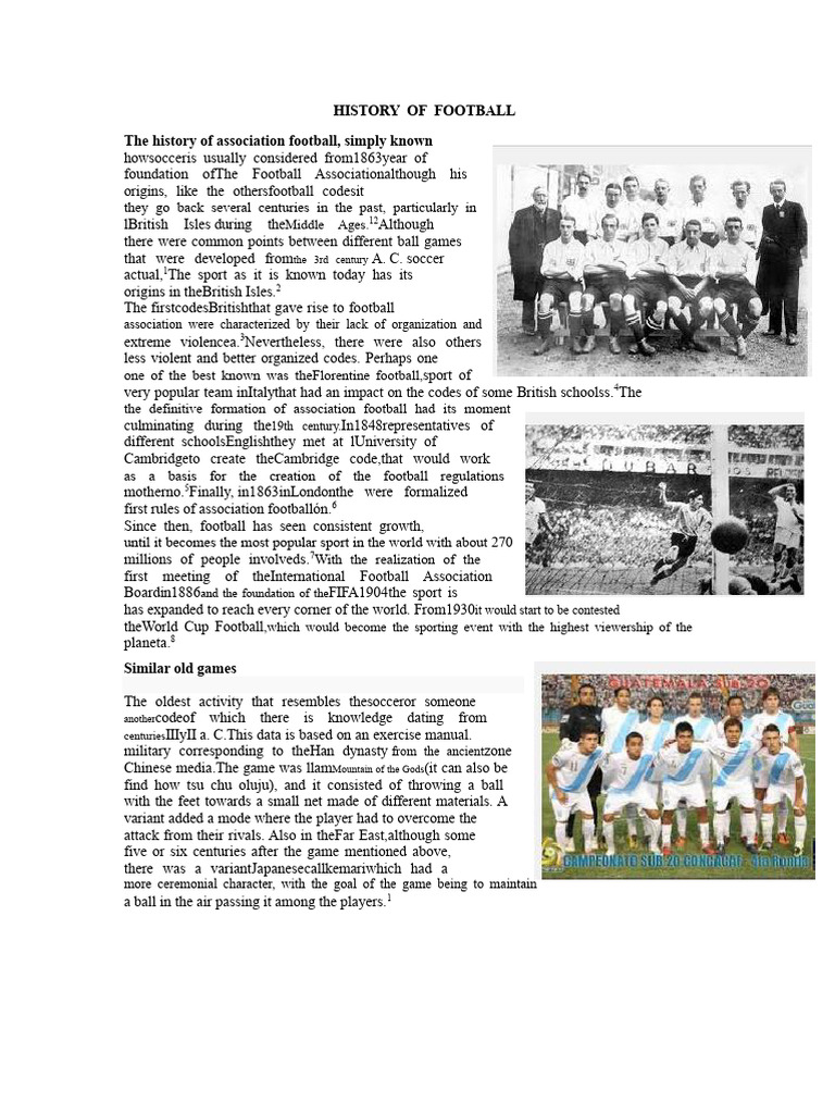 History of Football and Elements of Football | PDF | Association ...