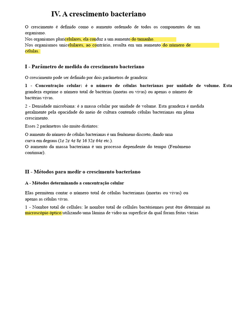 Crescimento Bacteriano: Medidas e Fases | PDF | Bactérias | Célula ...