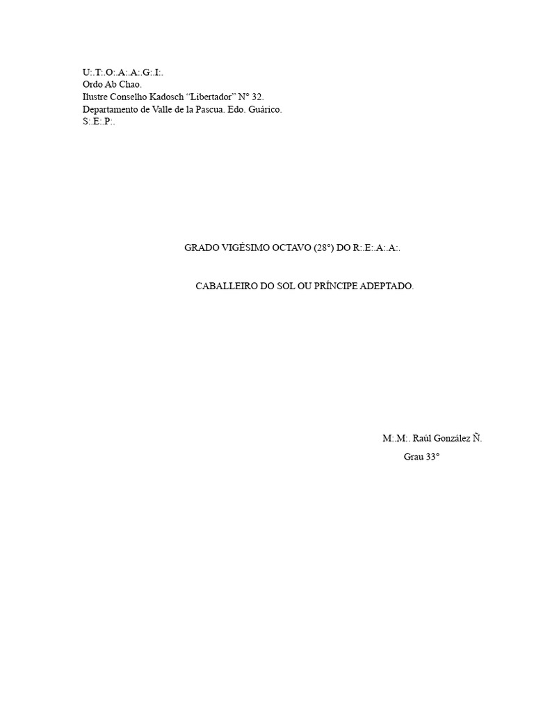 Grau 28° R.E.A.A. | PDF | Hermetismo | Science