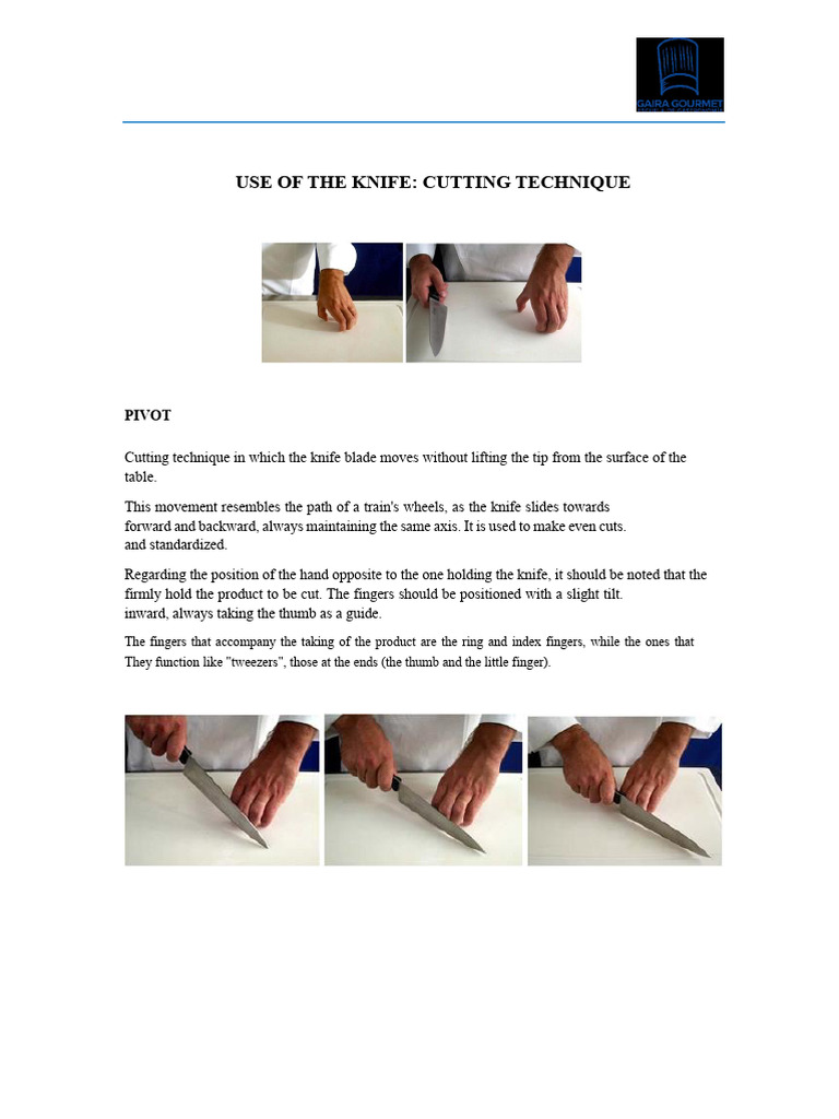 Use of The Knife - Cutting Technique | PDF | Knife | Cutting Tools