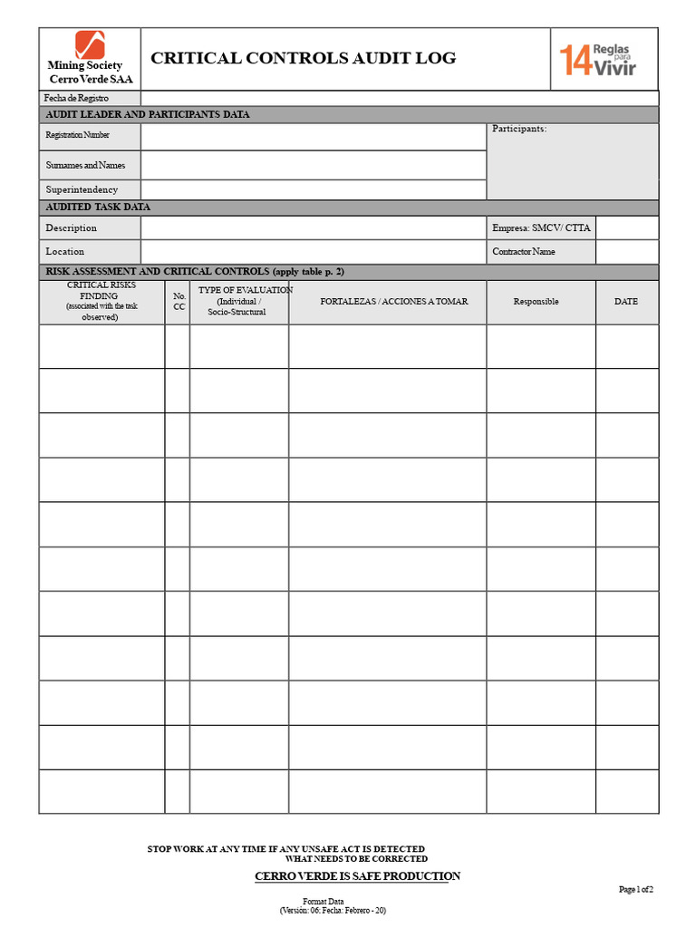 Critical Controls Audit v06 | PDF | Safety