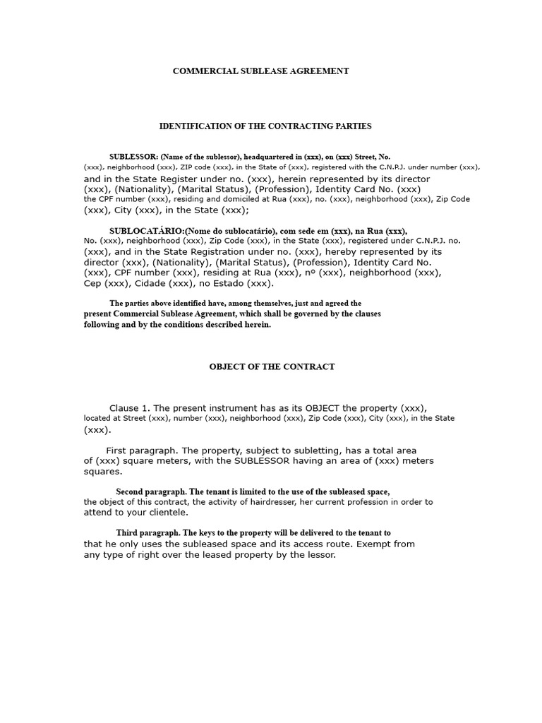 sublease contract template | PDF | Lease | Private Law