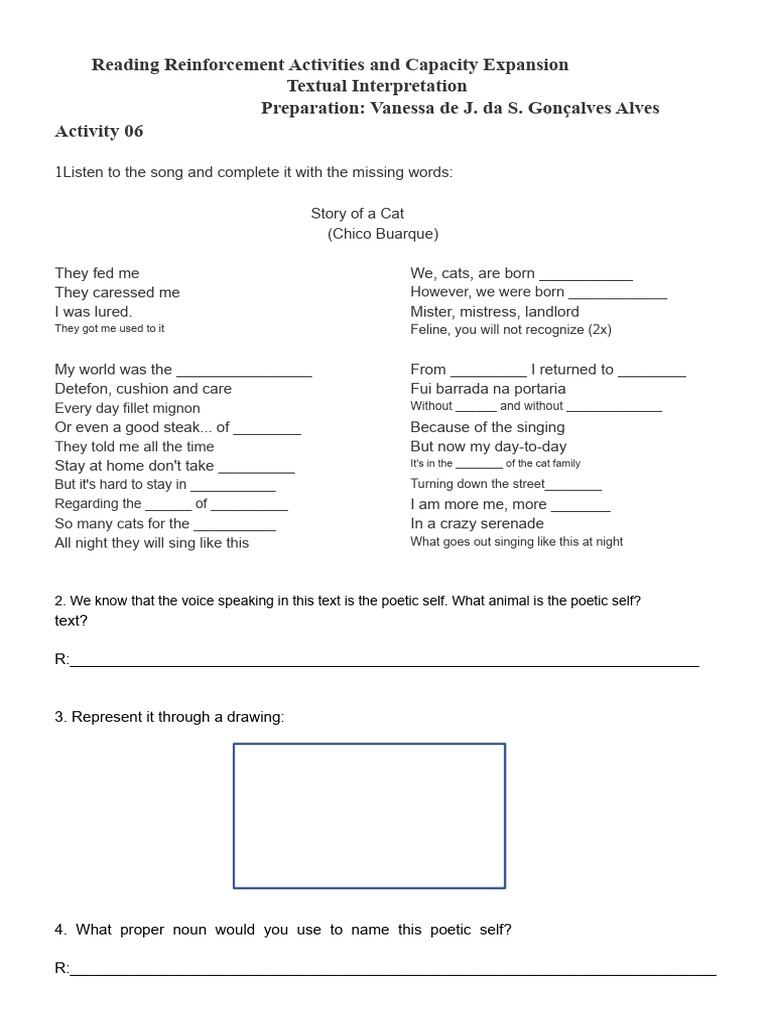 Cat Poem Analysis and Activities | PDF