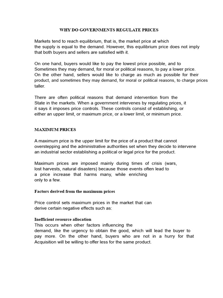 Understanding Price Controls: Max & Min Prices | PDF | Prices ...