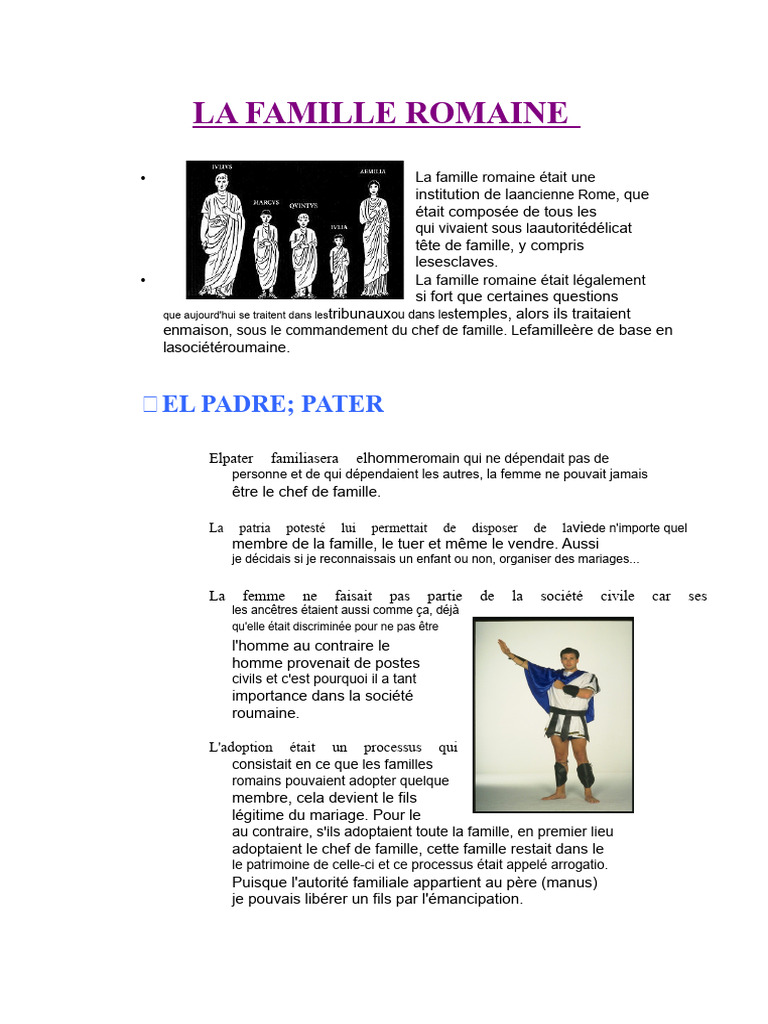 La famille romaine : structure et mariage | PDF | Famille | Mariage