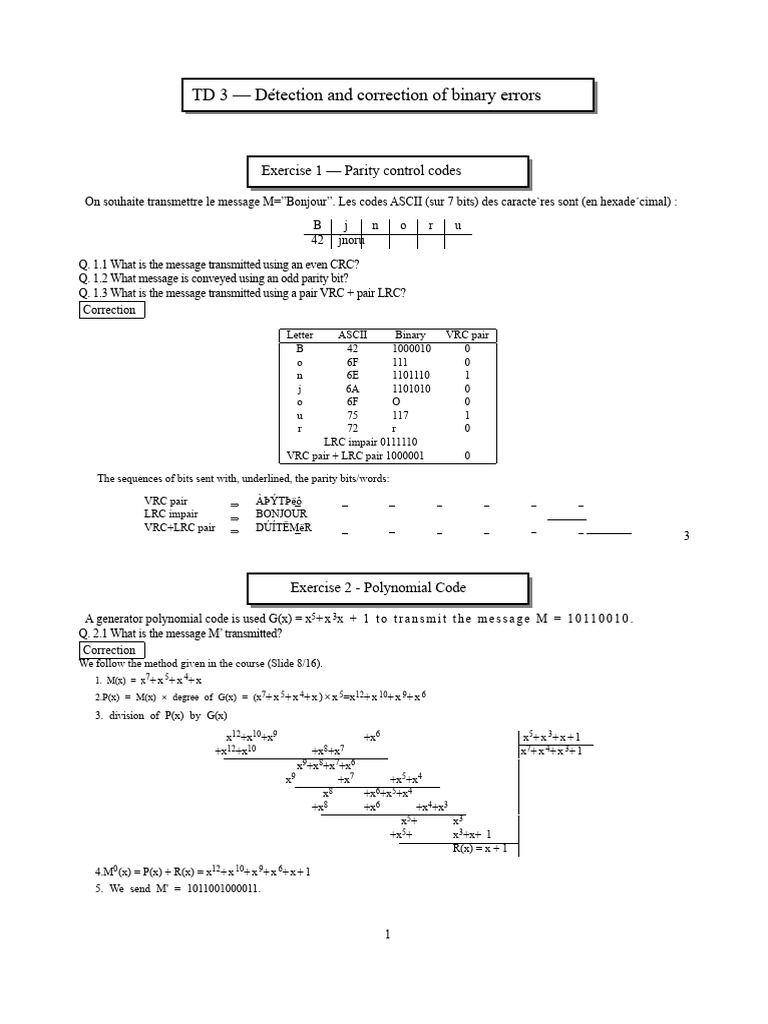 Binary Error Detection and Correction Techniques | PDF | Computer Data ...