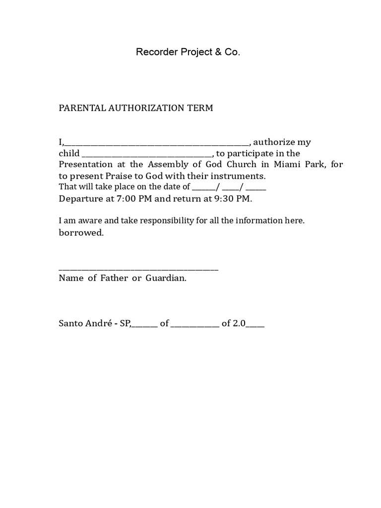 Authorization For Outing | PDF
