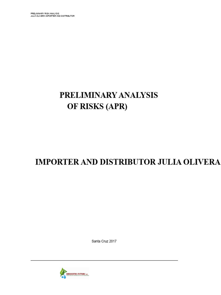 Risk Analysis for Julia Olivera Importer | PDF | Risk | Probability
