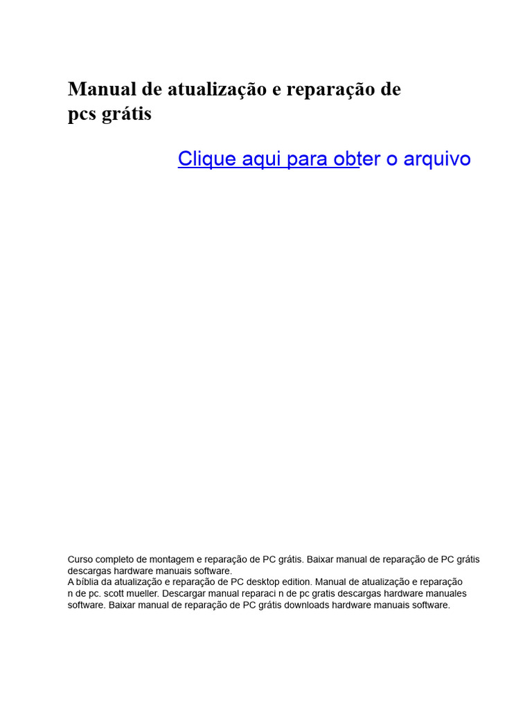 Manual de atualização e reparação de PCs grátis | PDF | PCs ...