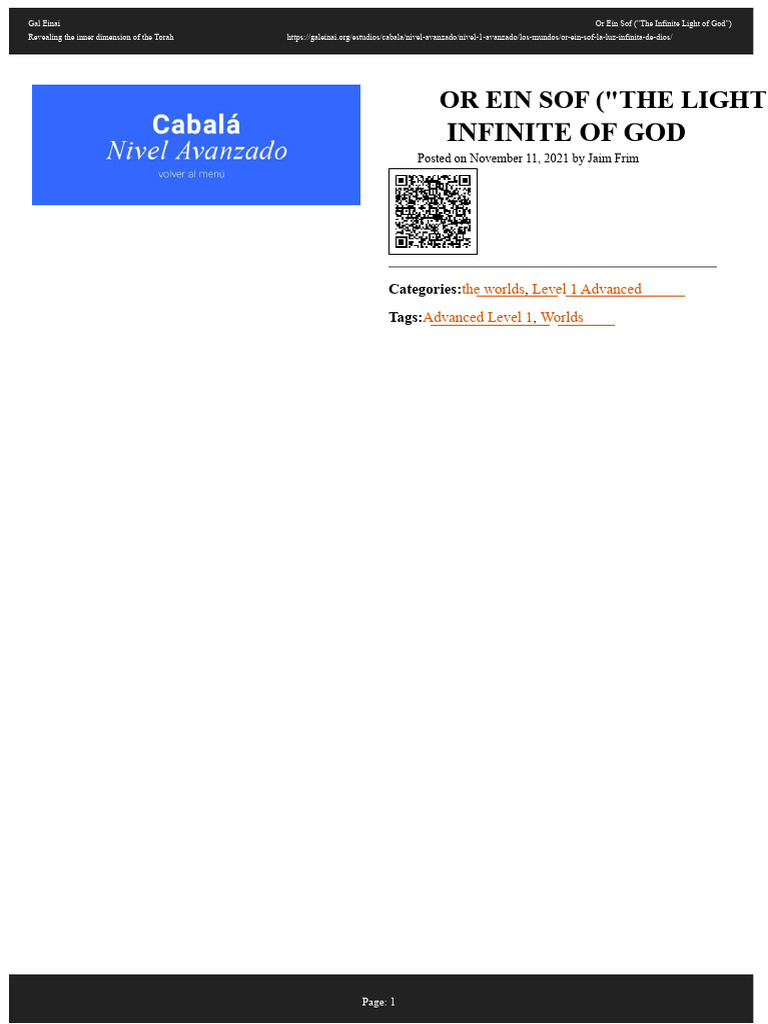 Understanding Or Ein Sof in Kabbalah | PDF | Kabbalah | Esoteric ...