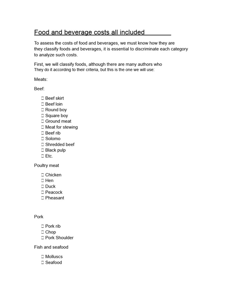 Food and Beverage Cost Analysis Guide | PDF | Alcoholic Beverages | Drink