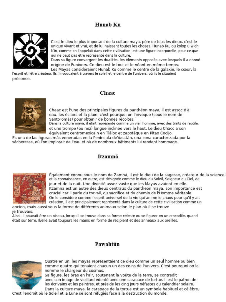 Les principaux dieux de la culture maya | PDF | Civilisation Maya | Dieu
