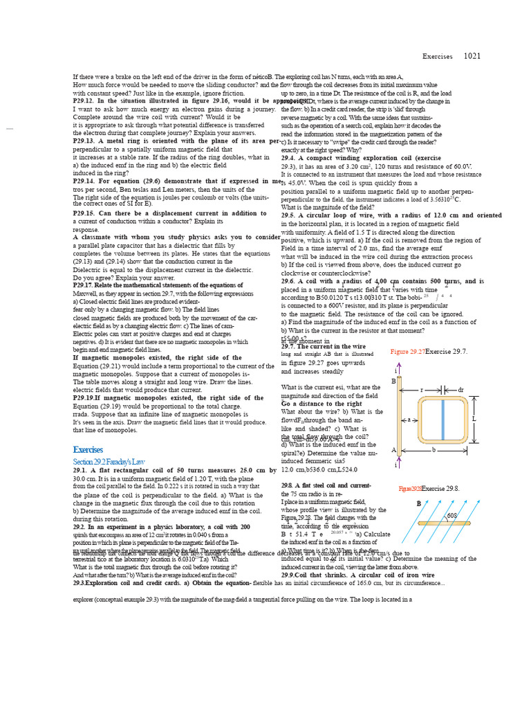 Exercises and Problems Electromagnetic Induction | PDF ...