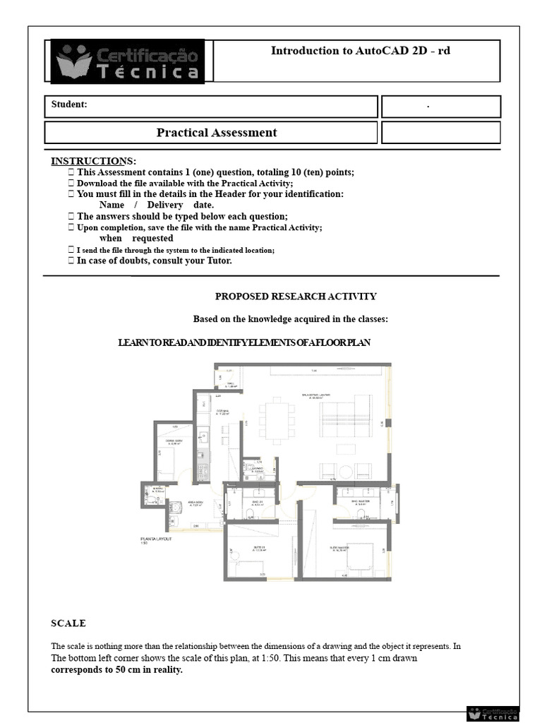 AutoCAD 2D Floor Plan Assessment Guide | PDF | Auto Cad | Door