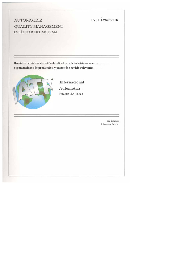 IATF 16949:2016 - Gestión de Calidad Automotriz | PDF