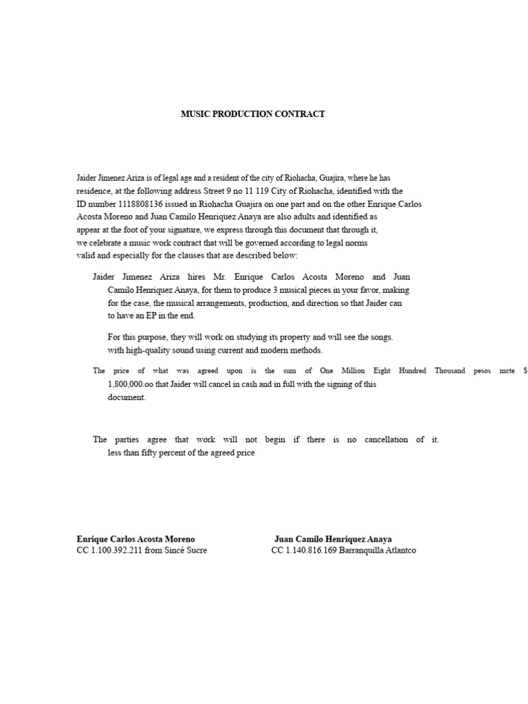 Music Production Contract | PDF
