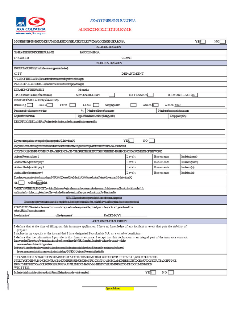 COMPREHENSIVE CONSTRUCTION INSURANCE | PDF | Insurance | Financial Risk
