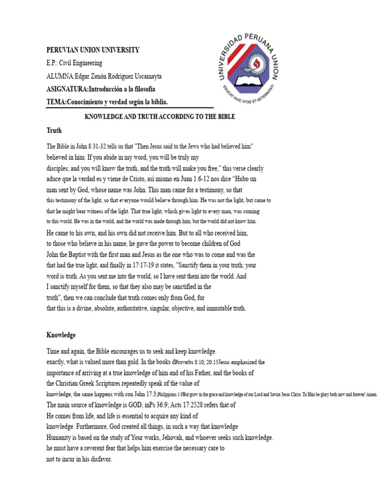 Biblical Insights on Knowledge and Truth | PDF | Jesus | Knowledge