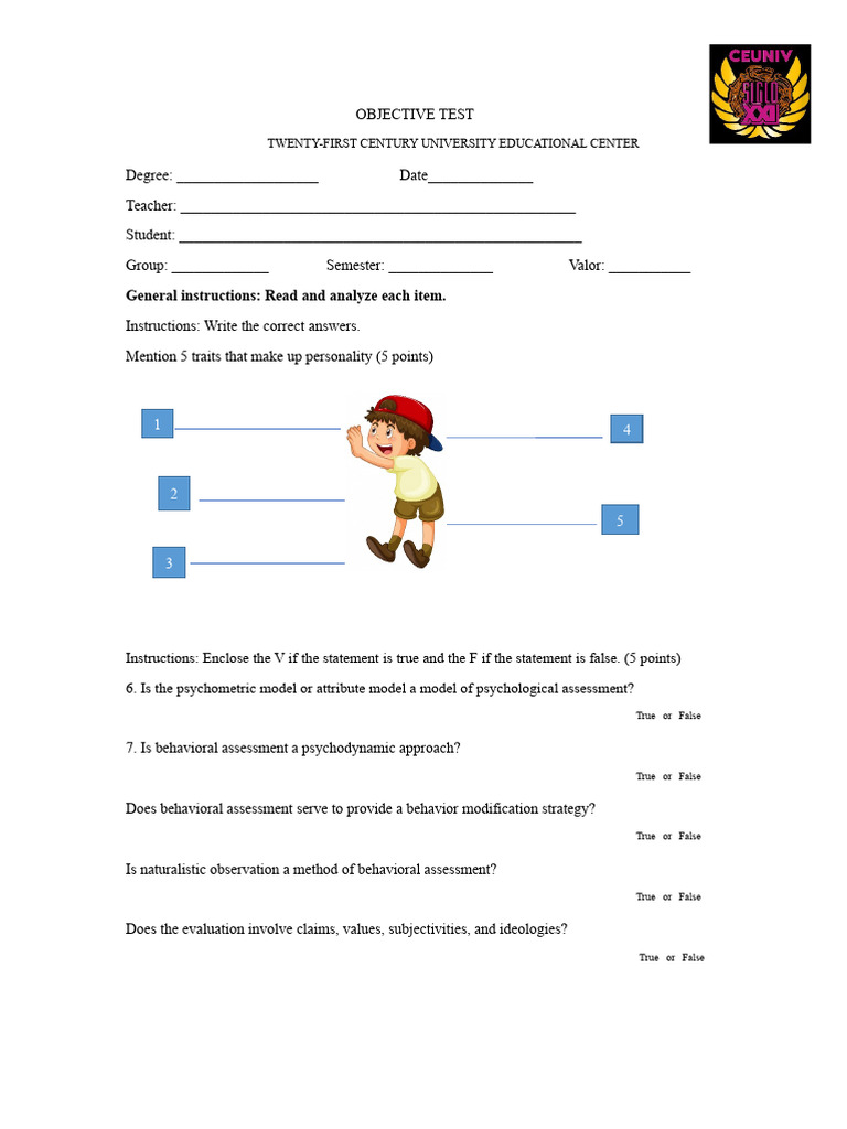 Objective Tests Examples ..-1 | PDF | Evaluation | Psychometrics