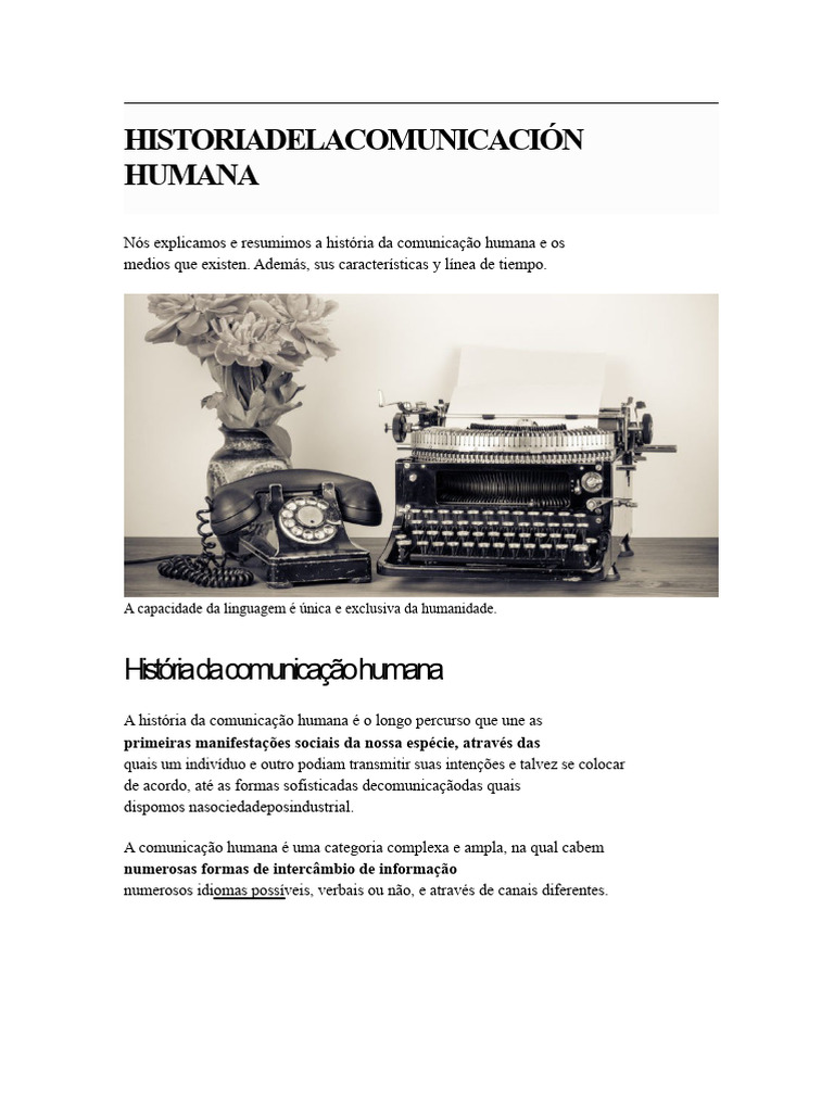 História da Comunicação Humana | PDF | Comunicação | Escrita