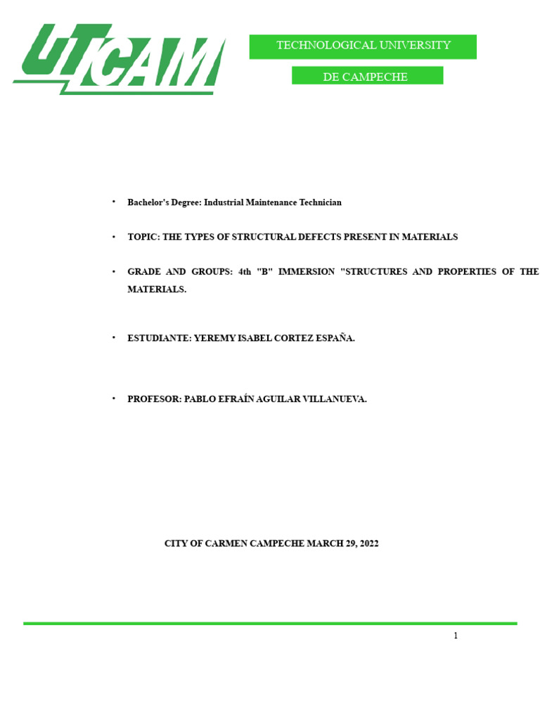 Types of Structural Defects in Materials | PDF | Dislocation ...