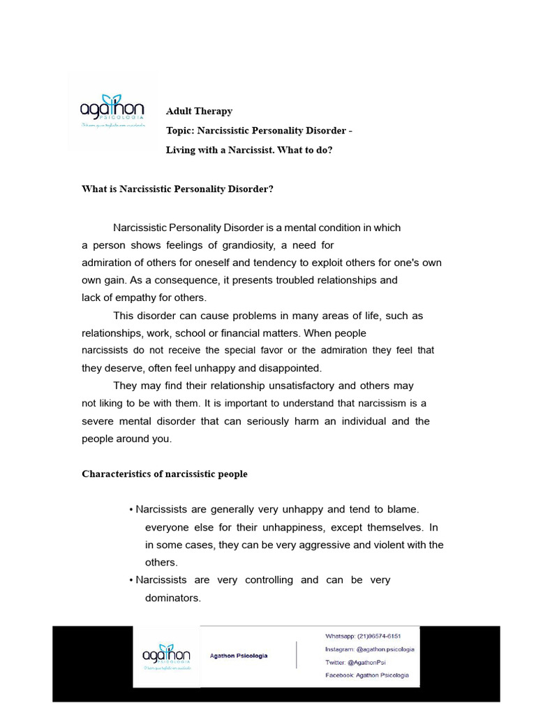 Narcissistic Personality Disorder | PDF | Narcissism | Personality Disorder